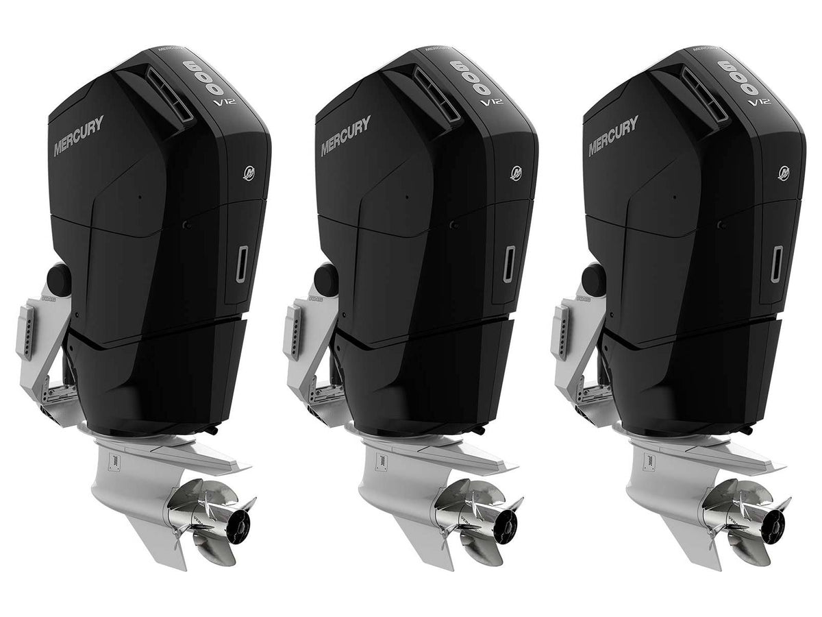Triple Mercury 600 HP V600 XL V12 Verado (including drive-by-wire cont ...